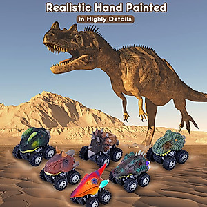 Dinosaur Toys for 3 Year Old Boys Girls, 6 Pack Dino Pull Back Cars Toys for 5 Year Old Toddlers, T-Rex Dinosaur Games Monster Trucks for boys, Christmas Birthday Gifts for Kids Age 3 4 5 6 7 Years