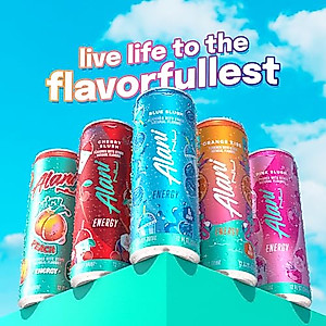 Alani Nu BLUE SLUSH Sugar Free, Low Calorie Energy Drinks | 200mg Caffeine | Biotin B Vitamins | Zero Sugar | 10 Calories | 12 Fl Oz Cans | 12 Pack