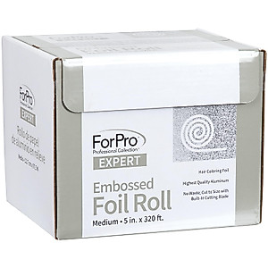 ForPro Professional Collection Expert Embossed Aluminum Foil Roll, 320 Ft Hair Foils for Color Application and Highlighting Services, Silver, Medium, 5W