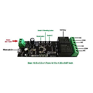 2 Channel WiFi Momentary Inching Relay Self-Locking Switch Module Smart Life/Tuya APP Control WiFi Relay Module for Garage Door Opener, DC 7-32V WiFi Relay Switch Compatible with Alexa Goolge Home