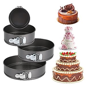 DAPIPIK Springform Pan set, 4/7/9/10 Inch Set of 4 Round Baking Pans,Cake Molds for Baking, Leakproof Bakeware Set with Removable Bottom