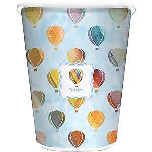 RNK Shops Personalized Watercolor Hot Air Balloons Waste Basket - Single Sided (White)