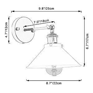 SKIVTGLAMP Industrial Wall Sconce Plug-in Cord with Remote Control, No Drilling Wall Mounted Dimmable LED Edison Bulbs Farmhouse Wall Hanging Adjustable for Home Decor Gallery Customizable, Khaki