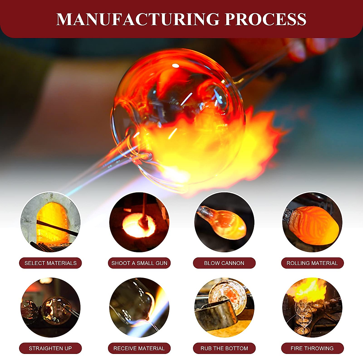 L＆J Home Red Wine Glasses Set of 4 - Hand-Blown Primary Colored Sandwich Burgundy Glasses with Smoke Hue Design - Premium Crystal Clear Wine Glasses - 21 Ounce