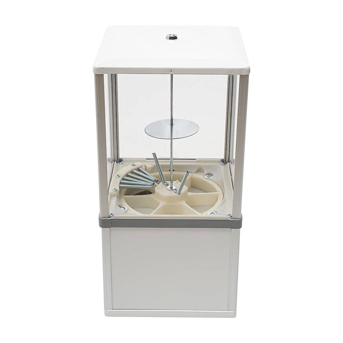 Gdrasuya10 Vending Machine, Gumball Dispenser Machine Huge Load Capacity Gumball Bank High Security Toy Vending Machine for 1.77-1.97in Gumballs/Toys, 25 Cents Coin (White)