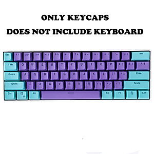 Taeeiancd PBT Keycaps for 60 Percent Mechanical Gaming Keyboard OEM Profile 61 Keycaps Set with Key Puller for Cherry MX Switches (Purple)