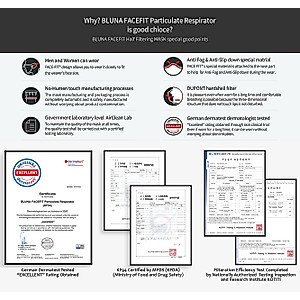 BLUNA FACE FIT [10 Pack :: Authentic [Black] Premium KF94 Certified Mask [Adjustable Ear Loop] [Large][Made in Korea]