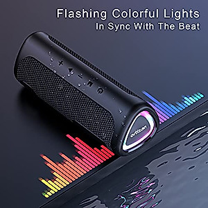 Ortizan Portable Bluetooth Speaker, IPX7 Waterproof Outdoor Wireless Speaker with 24W Loud Stereo Speakers, 30H Playtime, Colorful LED Lights, Dual Pairing, 100ft Bluetooth Range for Home, Travel