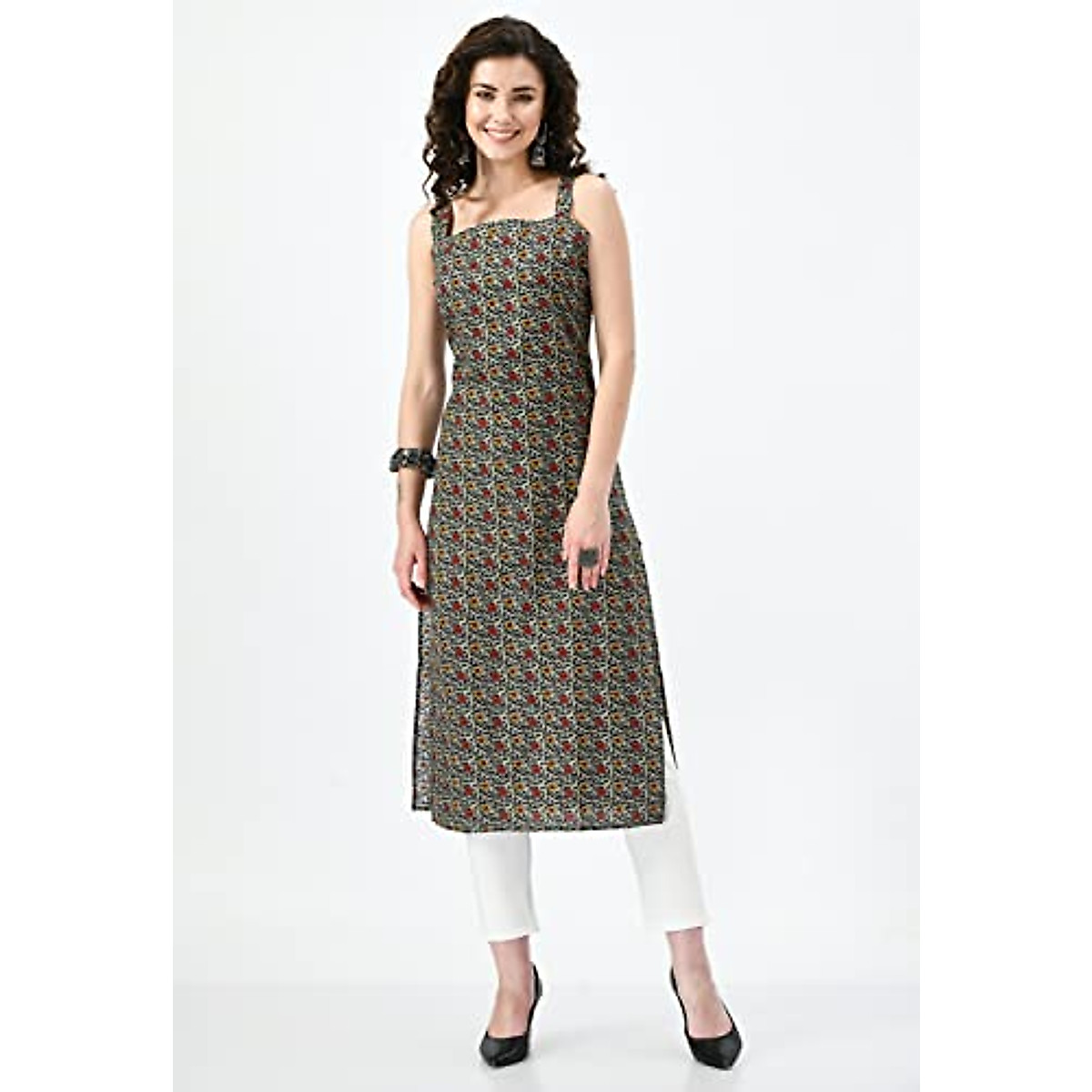 AnjuShree Choice Women Sleeveless Cotton Kurtis for women Grey