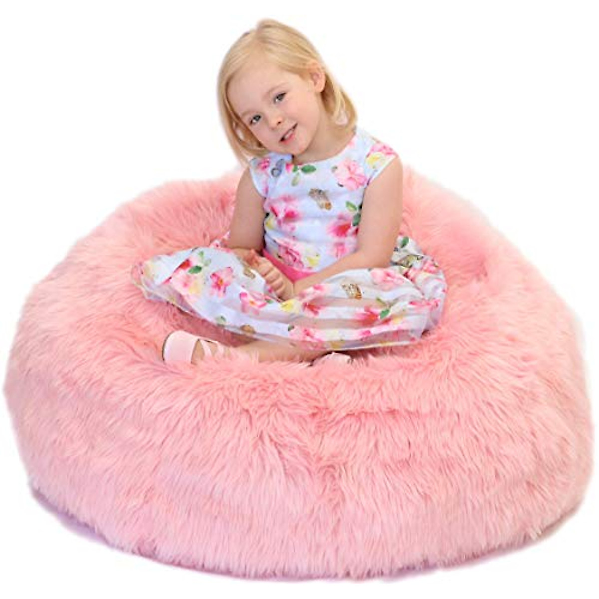Fluffy Stuffs | Super Soft Furry Stuffed Animal Storage Bean Bag Chair Cover for Kids | Premium Plush Fur | Canvas Handle | Make Bedroom Clutter Comfortable and Fun for Children | Machine Washable