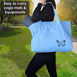 Cotton Canvas Tote Bags for Women, Large Capacity Reusable Shoulder Bag for Grocery Shopping, Travel, Beach, Yoga (Natural)