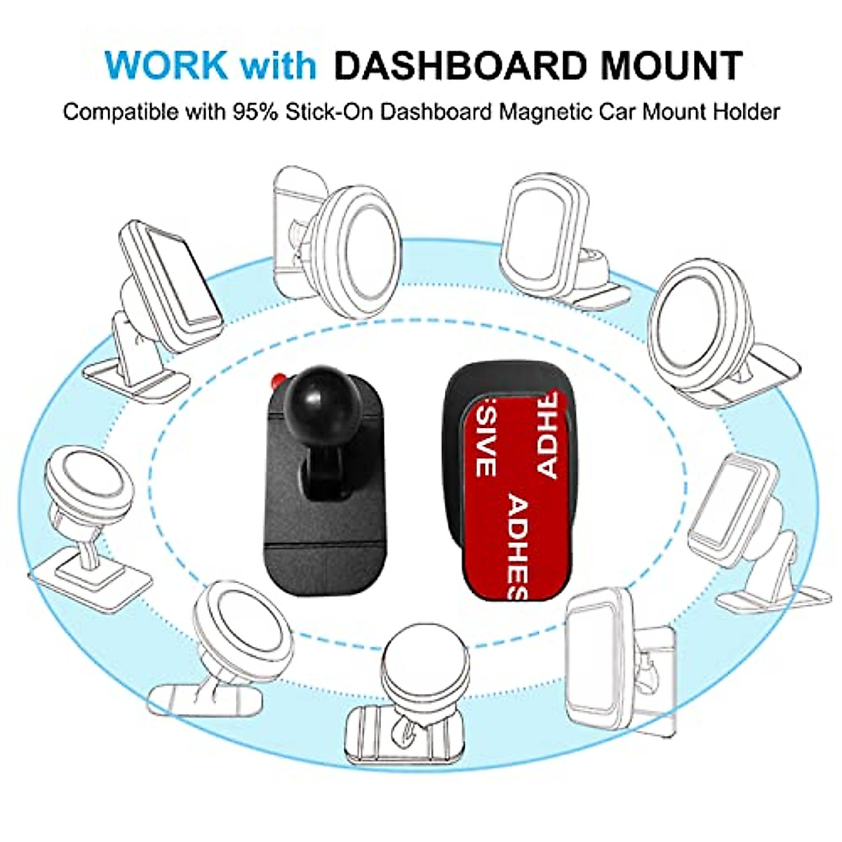 AZXYI Very High Bond Car Adhesive, 9 PCS Dashboard Sticky Adhesive Replacement, Double Sided Sticky Pads Sticker Tapes for Mounting Windshield Dashboard Magnetic Phone Car Mount and Dash Cam