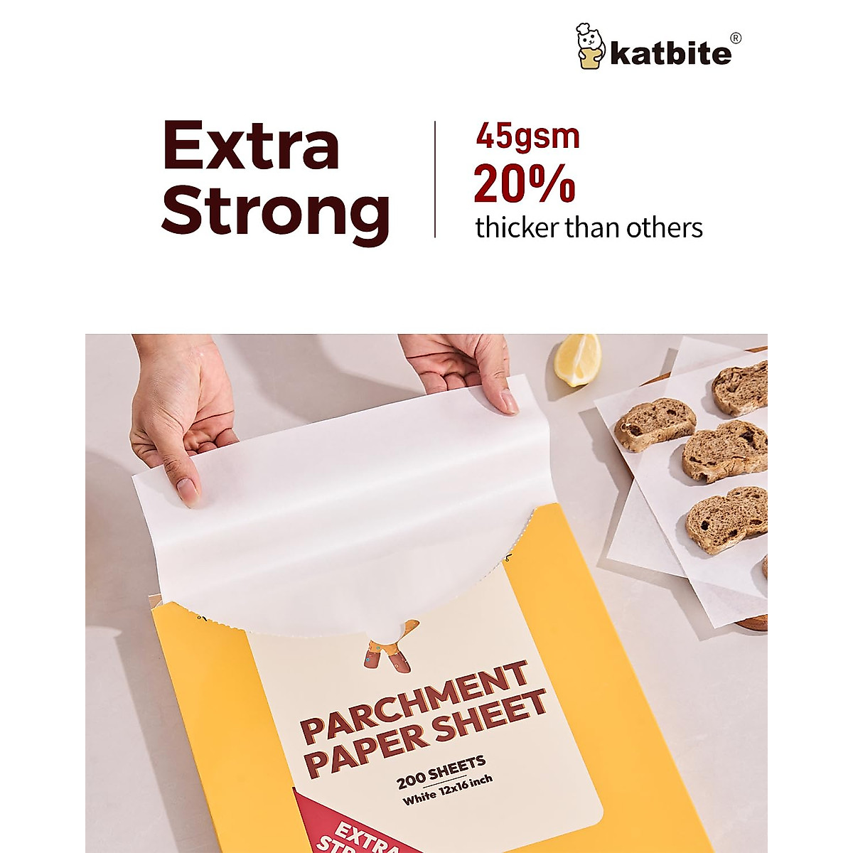 Katbite 200PCS 12x16 In Heavy Duty Flat Parchment Paper, Parchment Paper Sheets for Baking Cookies, Cooking, Frying, Air Fryer, Grilling Rack, Oven(12x16 Inch)
