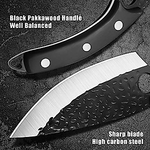 Huusk Viking Knife, Japan Kitchen Huusk Knife Full Tang Butcher Boning Knives High Carbon Steel Meat Cleaver Japan knives Caveman Knives with Sheath for Meat Cutting, Home or Camping