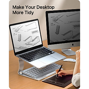 andobil Portable Laptop Stand, [Cooling & Neck Friendly] Solid Ergonomic Ajustable Laptop Desk Stand Compatible with 16 inch MacBook Pro, Air, All Lap Top 10-17.3 inch, Silver