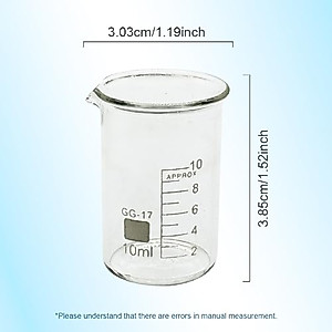 1pcs 100/25/250ml/150ml/200ml G3.3 Borosilicate Glass Low Form Beaker Chemistry Lab Heavy Wall Heat-Resist Scaled Measuring Cup (10ml)