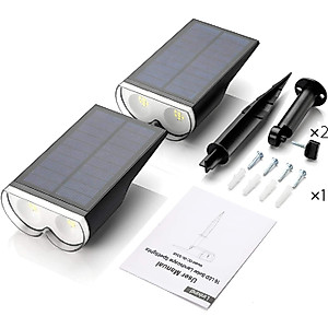 Linkind StarRay Solar Spot Lights Outdoor, 16 LEDs IP67 Waterproof Dusk-to-Dawn Landscape Spotlights, 6500K Daylight Wall Lights for Garden Yard Driveway Walkway, 4 Pack