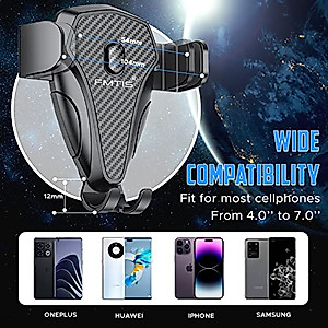 FMTIS (R)-[2023 Latest] Cell Phone Car-Holder Mount Air Vent [Upgraded Doesn't Slip & Drop-Military-Grade Protection] Universal 360 Clip Cradle Vehicle Compatible with All Apple iPhone Samsung More