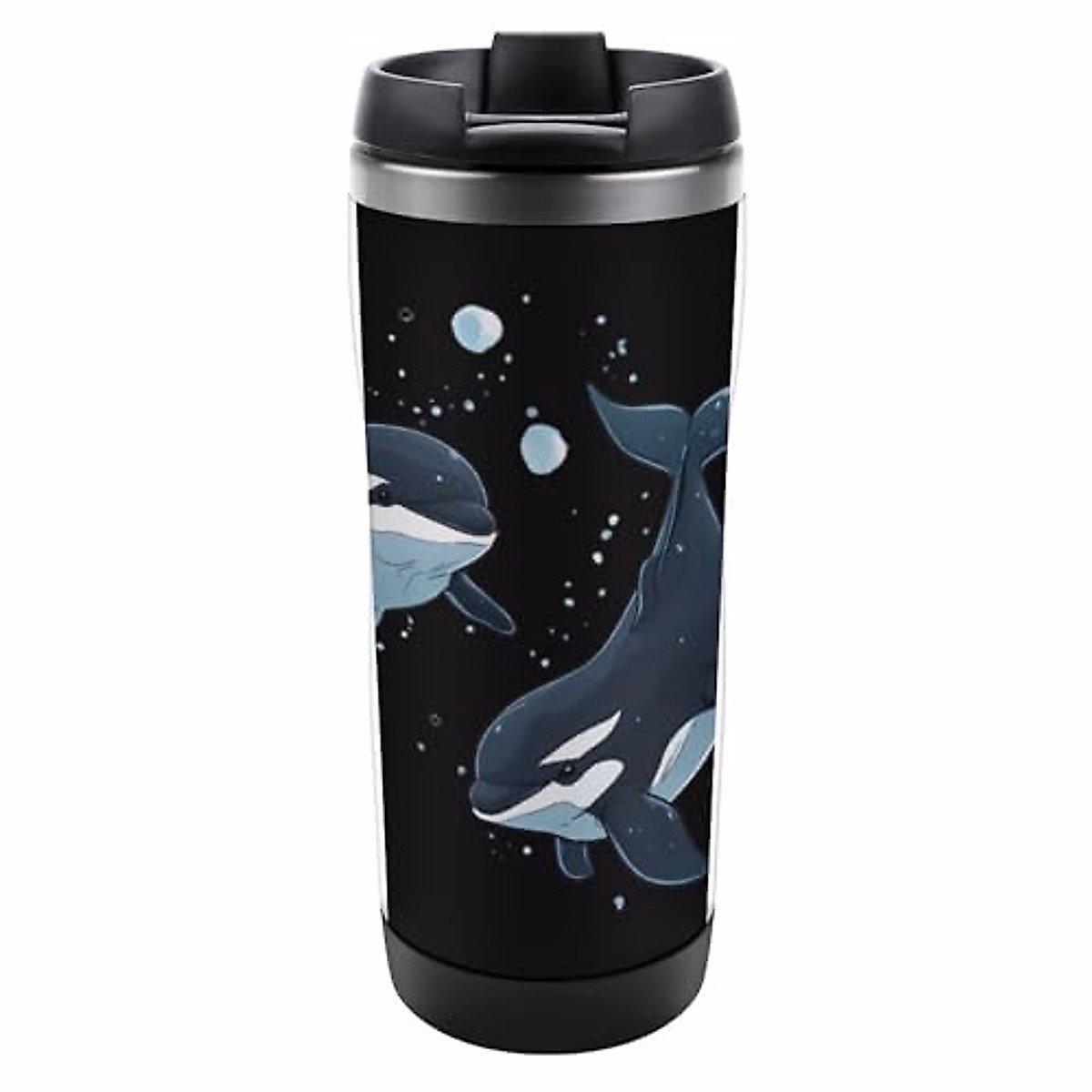 Orca Killer Whales Travel Coffee Mug Reusable Insulated Drinking Cup with Lid for Home Outdoor Works 13 Oz