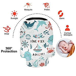 Nursing Cover Breastfeeding Scarf Whale Under The Sea- Baby Car Seat Covers, Stroller Cover, Carseat Canopy(9ut1c)