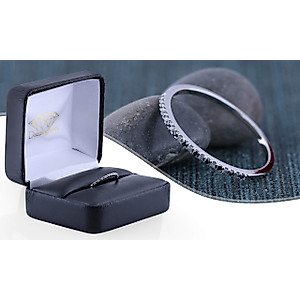 Dazzlingrock Collection 0.09 Carat (ctw) Round Black & White Alternate Diamond Dainty Stackable Wedding Band for Women in 10K White Gold, Size 7