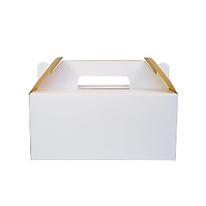 PandaPandaPPS 50 pcs White Gable Boxes (8.25"×5"×4") for Foods, Gifts and Party Favors Treat Boxes, Goodie Gift Boxes for Birthday, Wedding, Baby Shower