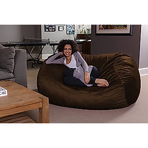 Sofa Sack - Plush Bean Bag Sofas with Super Soft Microsuede Cover - XL Memory Foam Stuffed Lounger Chairs for Kids, Adults, Couples - Jumbo Bean Bag Chair Furniture - Chocolate 6'