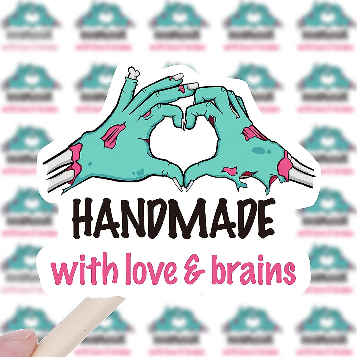 200 PCS Handmade with Love Brains Stickers,Funny Small Business Envelopes Stickers for Business Packages/Handmade Goods/Bags,Halloween Theme Small Shop Business Stickers for Envelopes Seals