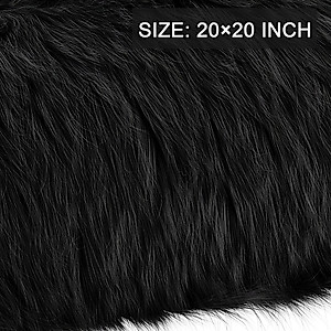 Faux Fur Fabric Craft Fur for Crafts,Gnomes,Costume,Fursuit,Decoration (20×20 inches, Black)