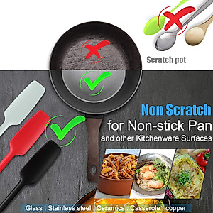 Patelai 3 Pieces Silicone Jar Spatula Long Handle Rubber Spatula Heat Resistant Non-Stick Silicone Scraper Kitchen Silicone Spatula with Stainless Steel Core for Baking (Red, Black, Light Green)