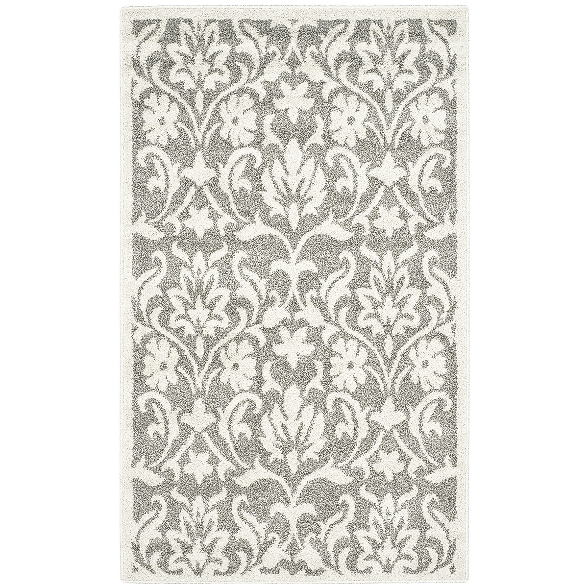 SAFAVIEH Amherst Collection Accent Rug - 3' x 5', Dark Grey & Beige, Floral Design, Non-Shedding & Easy Care, Ideal for High Traffic Areas in Entryway, Living Room, Bedroom (AMT424R)