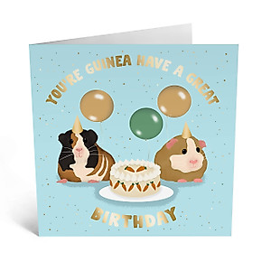 CENTRAL 23 - Birthday Card for Women - Funny Birthday Card - 'You're Guinea Have a Great Birthday' - Cute Fun Design for Him Her - Guinea Pig Themed Card - Comes with Sweet Stickers