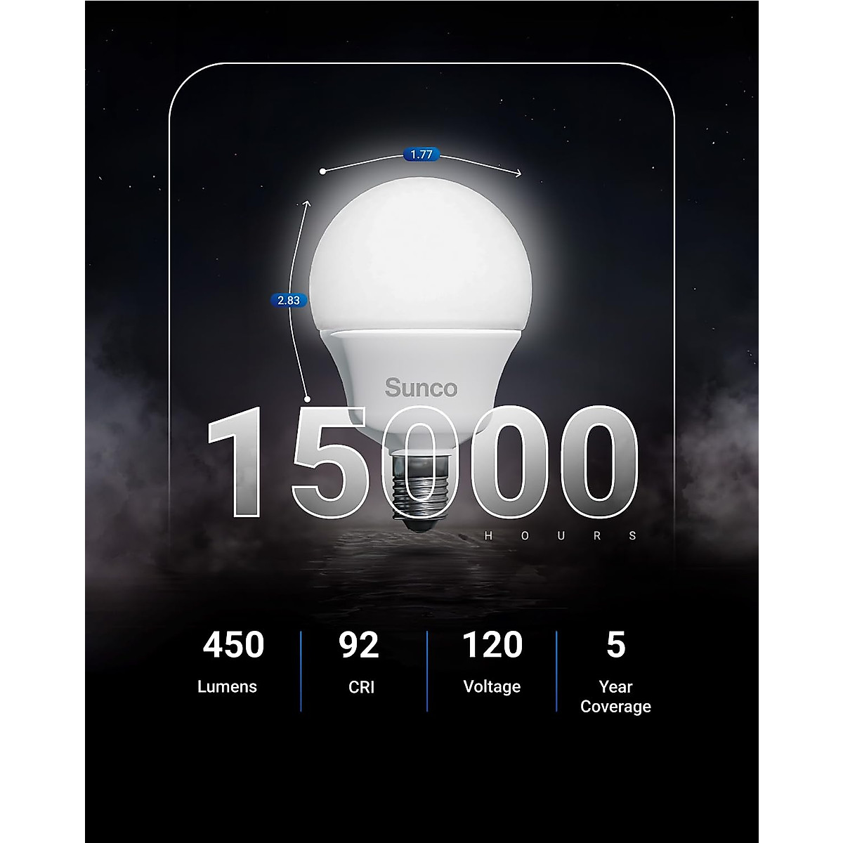 Sunco 10 Pack E12 LED Bulbs Candelabra CRI92 3000K Warm White, 5W Equivalent 40W, 450 Lumens, Small Edison Screw Base E12, Non-Dimmable, Frosted Decorative G14 Globe Vanity Light Bulbs UL