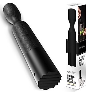 Esatto Professional Bar Tool Muddler 25 CM (10 Inches) Ribbed – Made with ABS Plastic – Durable and Ribbed for Mashing Fruits, Berries, Sugar, Spices, and Herbs (Black)