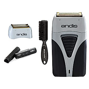 Andis ProFoil Lithium Plus Titanium Foil Shaver with Bonus Replacement Foil Assembly and Inner Cutters and a BeauWis Blade Brush