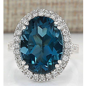 Lzz Fashion Lady London Blue Topaz Gemstone Ring Cubic Zirconia 925 Sterling Silver Ring Oval Cut Single Stone Ring Bridal Jewelry Size 6-10 (US code 7)