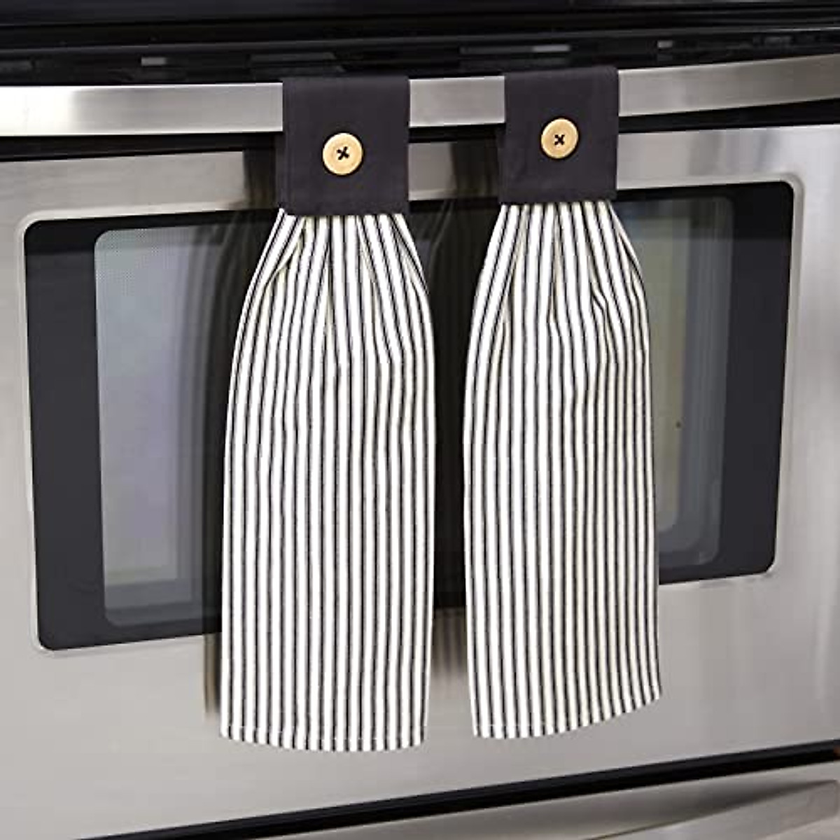 Hanging Kitchen Towels - Black Ticking Stripe - Sets of 2