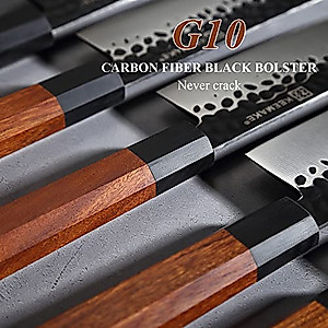 KEEMAKE Paring knife Japanese 4.5 inch Small Kitchen Knife, Forged Japanese 440C Stainless Steel Sharp Fruit Knife with Octagonal Wood Handle