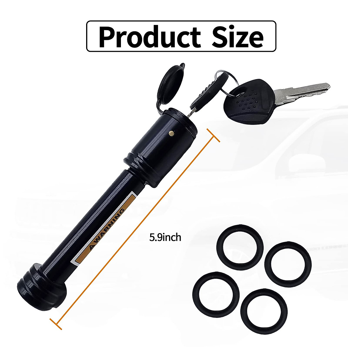 NGHEY 1 PC Trailer Lock, 5/8" Diameter Barbell-Style Lock Hook, Suitable for 2" Receiver, Suitable for Trailers, Trucks, Boats (Black #90MM)