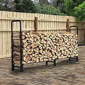 8ft Firewood Rack Outdoor Heavy Duty Log Rack Firewood Storage Rack Fire Wood Rack Holder Steel Tubular for Indoor Outdoor Fireplace Tool for Patio Deck Log Storage Stand