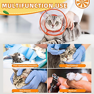 PUPTECK Cat Cone Collar Soft for Neck, Cat Recovery Collar to Stop Licking After Surgery, Adjustable Elizabethan Pet Collar for Small Medium Cats Kittens, Orange, S