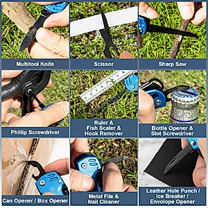 Bovgero Multitool Knife, 16 in 1 Pocket Knife, Handmade Multi Tool Knife, Gift for Men boyfriend dad him husband, Blue