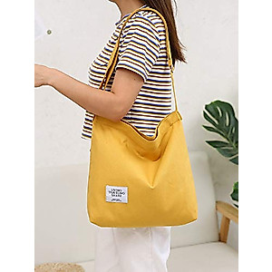 Covelin Women's Retro Large Size Canvas Shoulder Bag Hobo Crossbody Handbag Casual Tote Gold