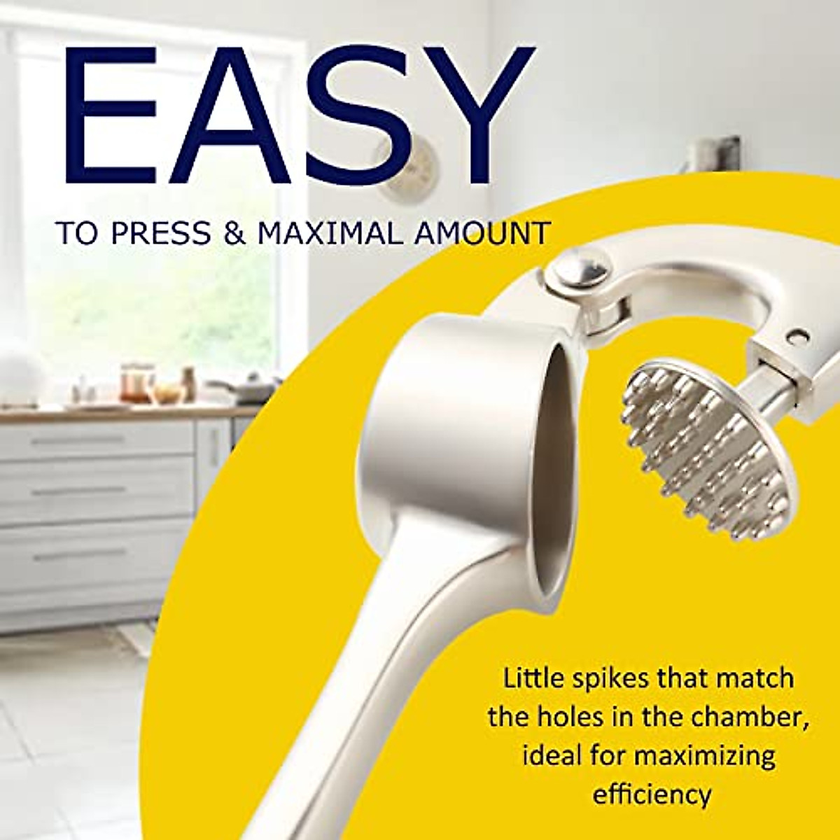 Premium Garlic Press, Professional Garlic Mincer, Easy to Squeeze and Clean, Rust Proof & Dishwasher Safe, Efficient Ginger Crusher- Imperial Silver