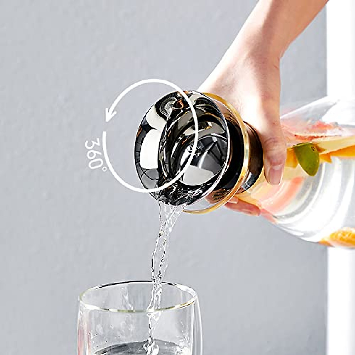 WUWEOT 50 OZ Glass Carafe, Water Carafe Jug Beverage Pitcher with Lid for Cold Water, Hot Water, Milk, Coffee, Serving Wine, Homemade Iced Tea and Juice, Heat Resistant Borosilicate