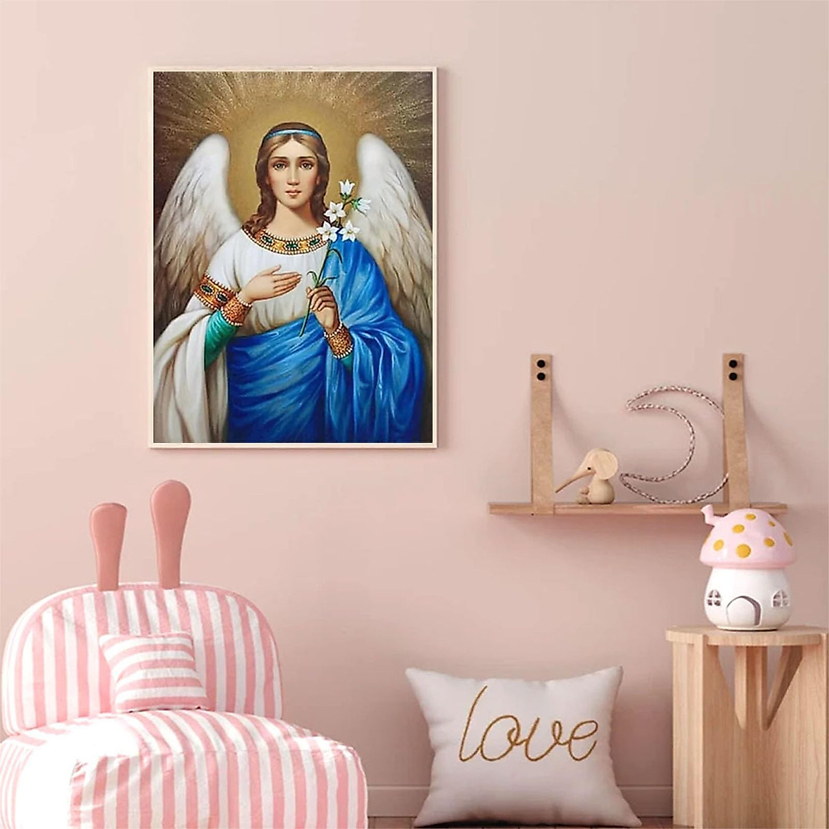 LEARTDYY Diamond Painting Angel Wings Christian Religion Kit for Adults Diamond Art Painting by Number Kits Gem Art Wall Home Decor 12x16 Inch