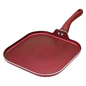 Ecolution Evolve Heavy-Gauge Aluminum with a Soft Silicone Handle, Dishwasher Safe, Non-Stick, 11-Inch Griddle, Crimson Red