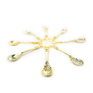 Mini Spoons Set of 8 by Movalyfe Kitchen - Coffee Espresso Demitasse Vintage Tea Spoon 4.5" Long (Gold)