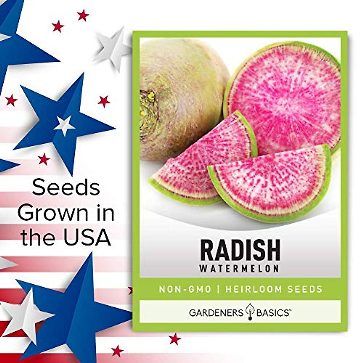 Watermelon Radish Seeds for Planting - Heirloom, Non-GMO Vegetable Seed - 2 Grams of Seeds Great for Outdoor Spring, Winter and Fall Gardening by Gardeners Basics