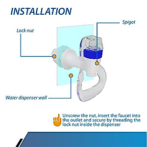 Raven Water Dispenser Replacement Push Faucet - Blue Cold Water Spigot (2 Pack)